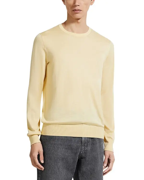 Zegna Casheta Cashmere & Silk Crewneck Sweater - Pastel Yellow Mélange