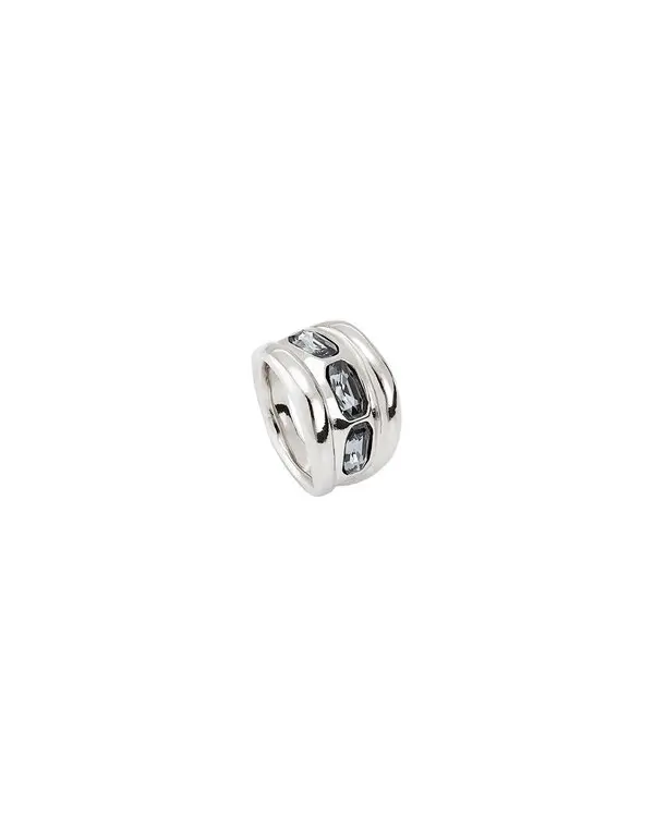 UNODE50 Sterling Plated Ring With Three Crystals - Silver