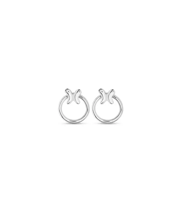 UNODE50 Butterfly Swing Hoop Earrings - Silver