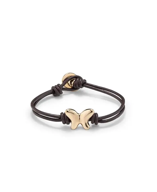 UNODE50 Double Strap Leather Bracelet - Gold