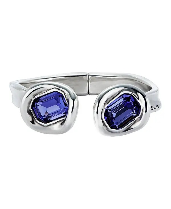 UNODE50 Rigid Sterling Plated Bracelet With Crystals - Silver