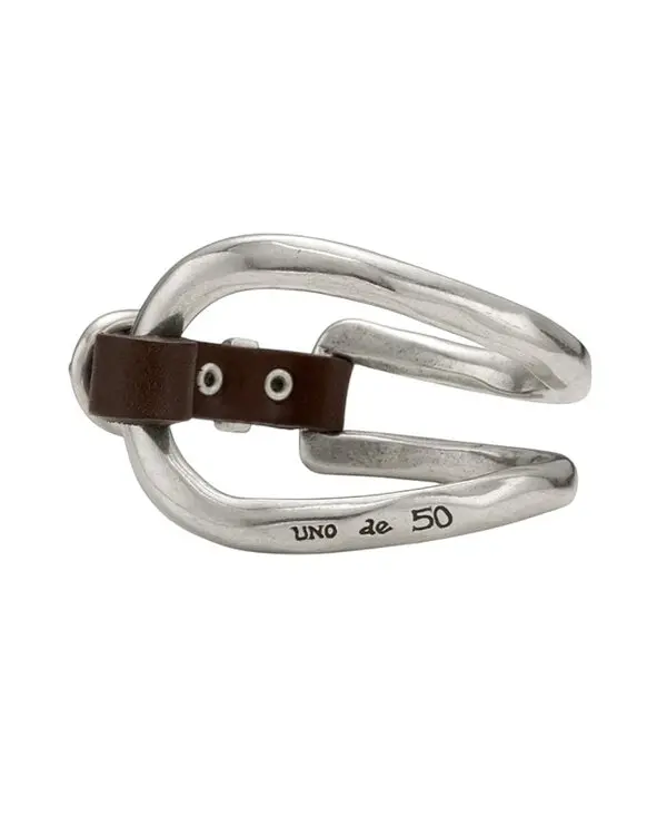 UNODE50 Sterling -plated Bracelet With Leather Band - Silver