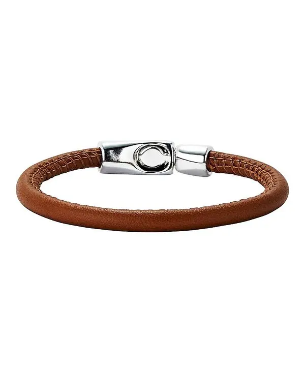UNODE50 Leather Sterling Silver-plated Bracelet - Silver And Brown