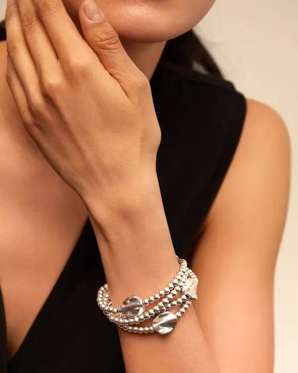 UNODE50 Sterling Plated Triple Strand Leather Bracelet