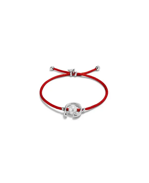 UNODE50 Cord Bracelet With Pearl Accent - Red