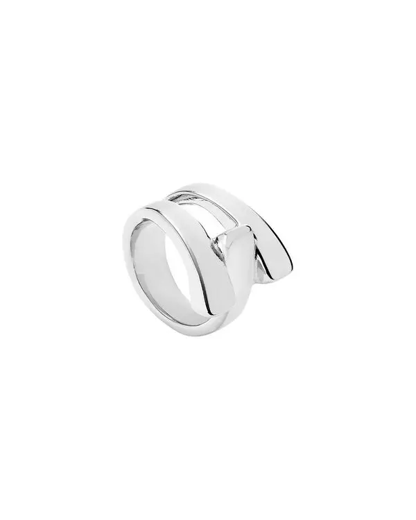 UNODE50 Curved Sterling Plated Band Ring
