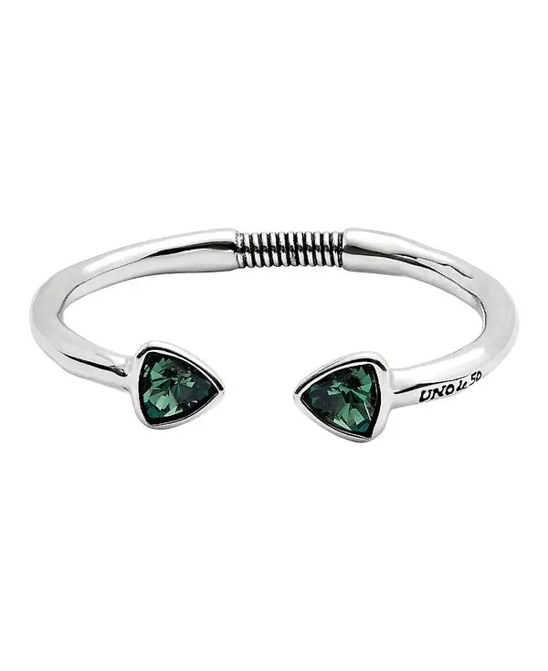 UNODE50 Green Duo Crystal Cuff Bracelet - Silver