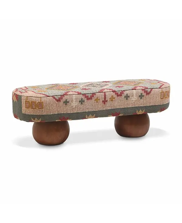 TOV FURNITURE Rizi Textured Wool Upholstered Bench - Multi
