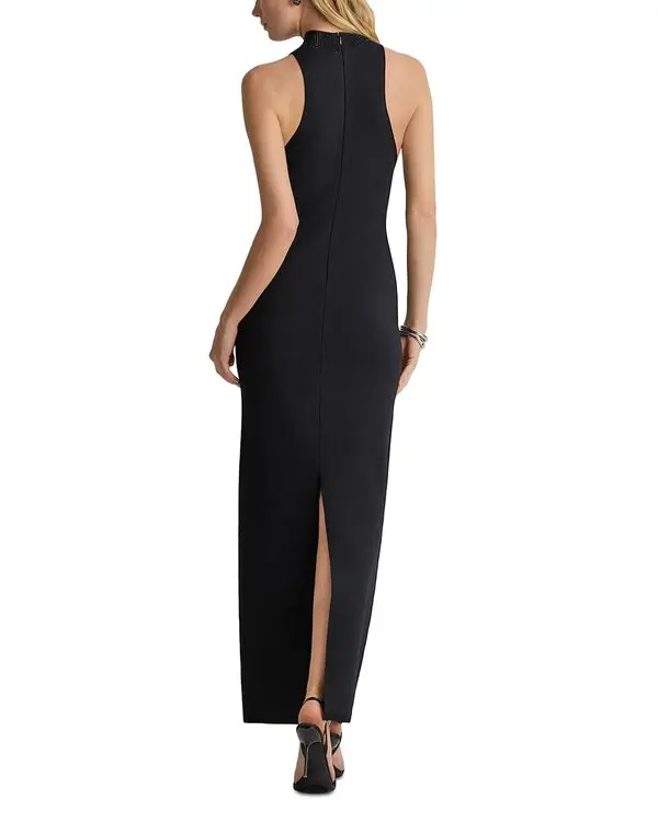 St. John Evening Cutout Knit Mock Neck Gown