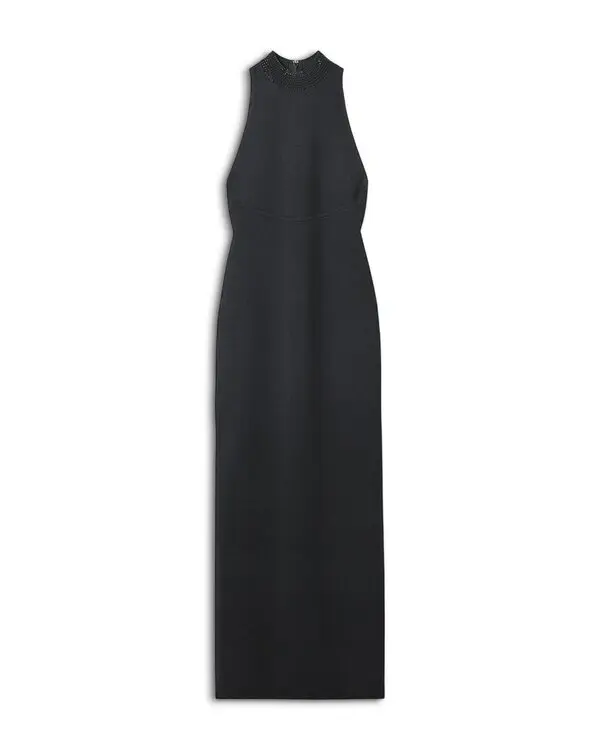St. John Evening Cutout Knit Mock Neck Gown