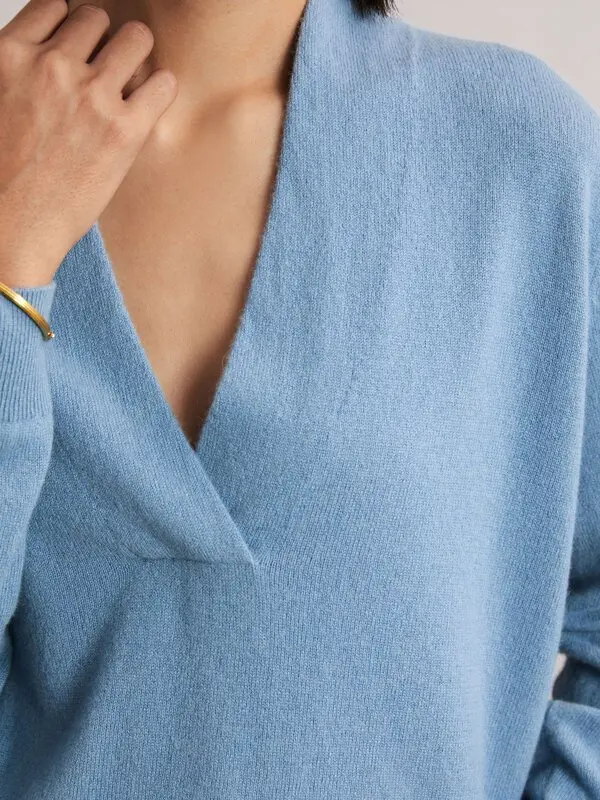 REISS Mia Cashmere V-neck Jumper - Blue