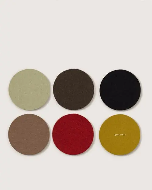 GRAF LANTZ Bierfilzl Merino Wool Round Coaster Multi 6 Pack - Wander