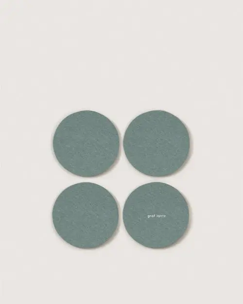 GRAF LANTZ Bierfilzl Merino Wool Round Coaster Solid 4 Pack - Spruce