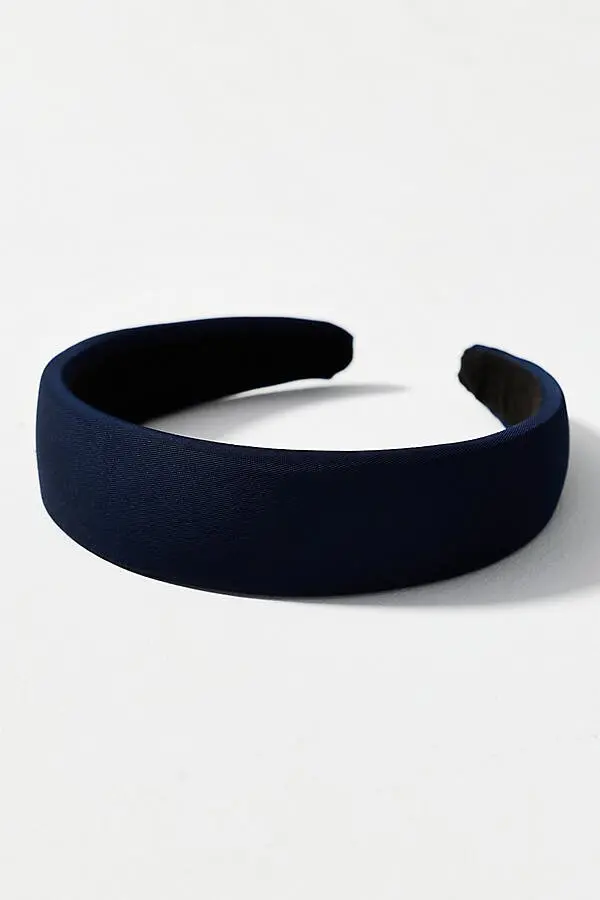Anthropologie Puff Ribbed Satin Headband - Navy
