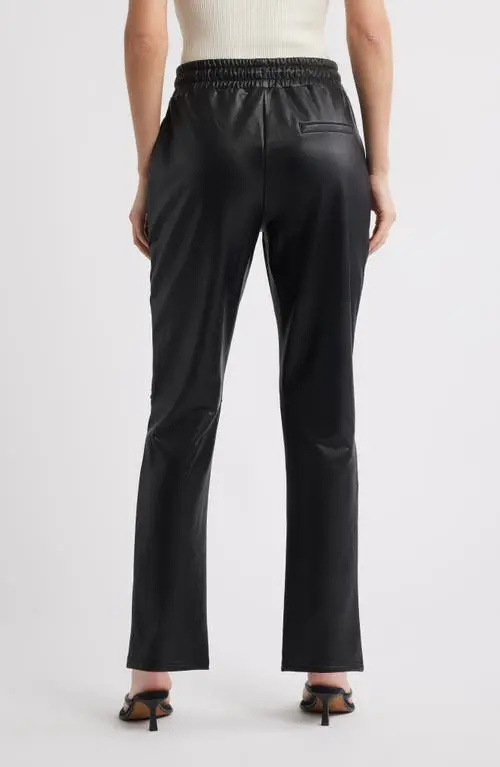 Hue Faux Leather Wide-leg Drawstring Pants