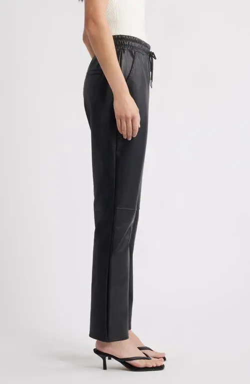 Hue Faux Leather Wide-leg Drawstring Pants