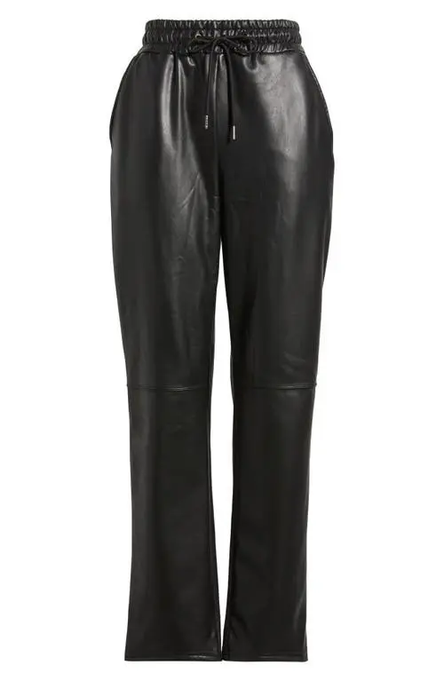 Hue Faux Leather Wide-leg Drawstring Pants