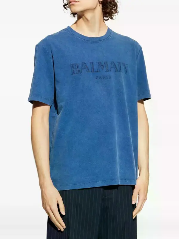 Balmain Embroidered-logo T-shirt - Blue