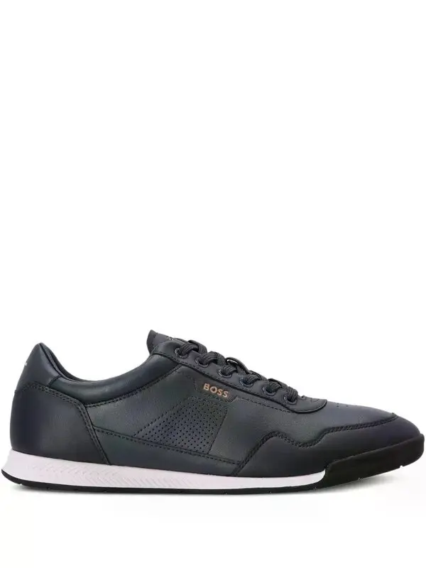 BOSS Logo-detail Leather Sneakers - Blue