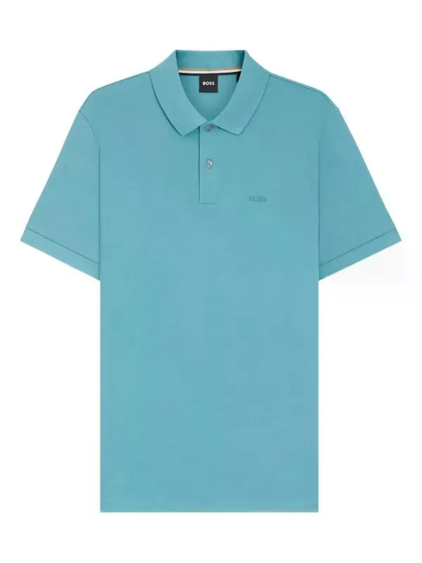 BOSS Logo-embroidered Polo Shirt - Blue