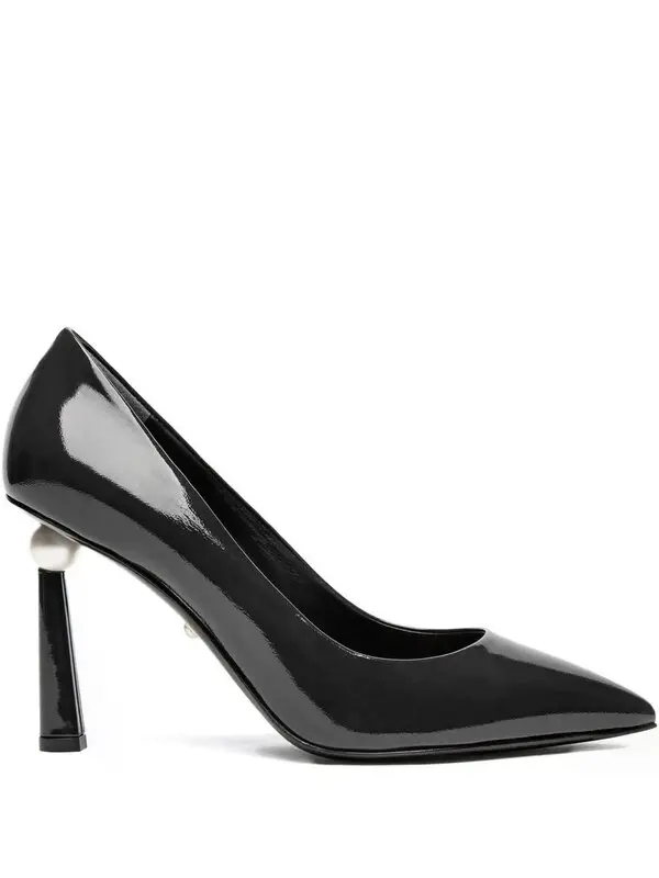 ALEVI MILANO 95mm Pearl-embellished Patent Leather Pumps - Black