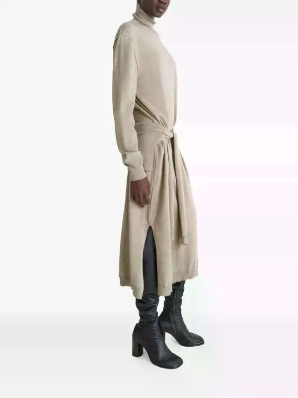 LEMAIRE Tie-waist Turtleneck Dress - Neutrals