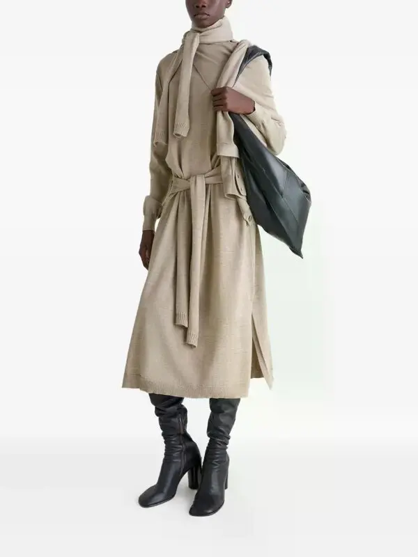 LEMAIRE Tie-waist Turtleneck Dress - Neutrals