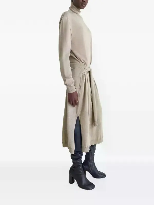 LEMAIRE Tie-waist Turtleneck Dress - Neutrals