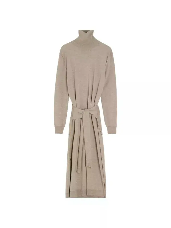 LEMAIRE Tie-waist Turtleneck Dress - Beige