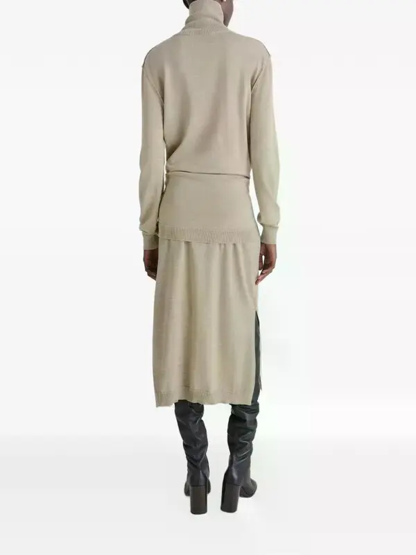 LEMAIRE Tie-waist Turtleneck Dress - Neutrals