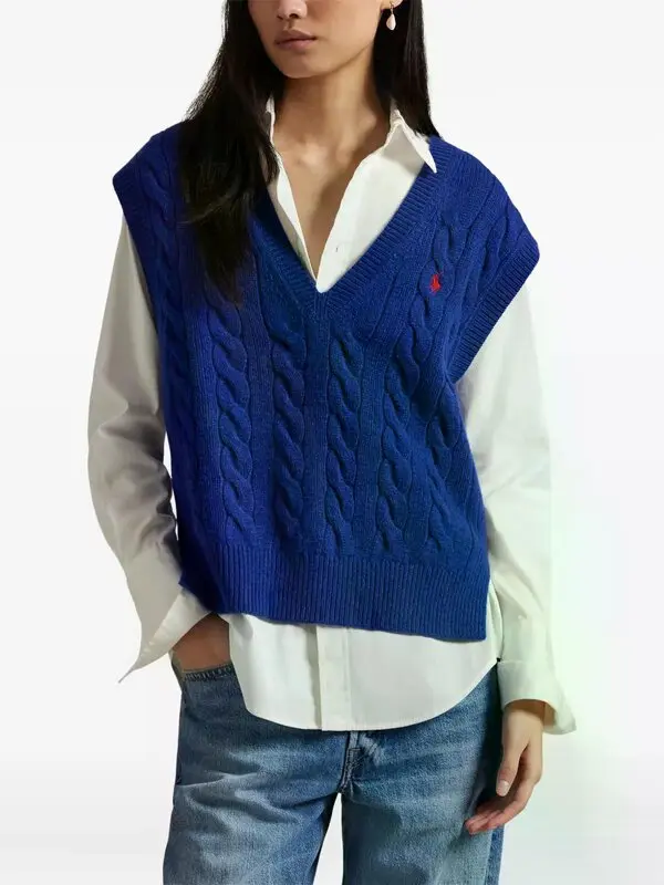 Polo Ralph Lauren Cable-knit V-neck Vest - Blue