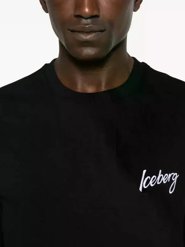 Iceberg Logo Crew-neck T-shirt - Black