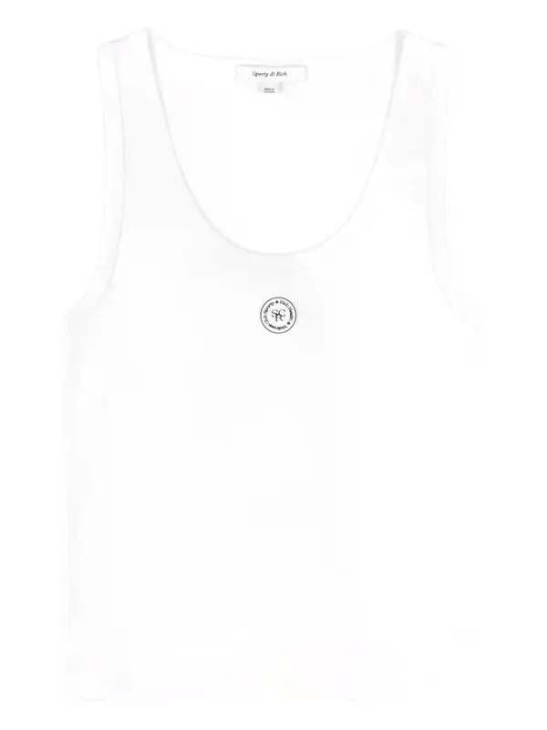 SPORTY & RICH Logo-patch Rib Tank - White