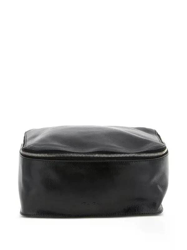 Rick Owens Hammered-leather Zip Pouch - Black