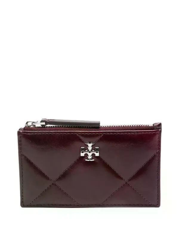 Tory Burch Kira Quilted Zip-top Card Holder - Purple