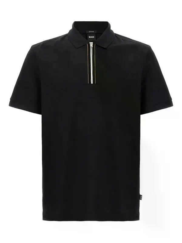 BOSS Half-zip Short-sleeve Polo Shirt - Black