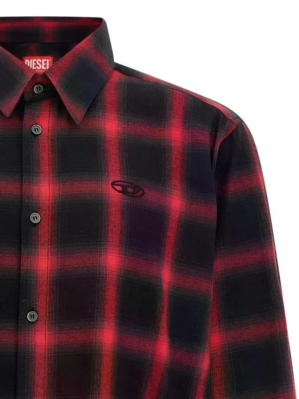 DIESEL Check-pattern Logo-embroidered Shirt