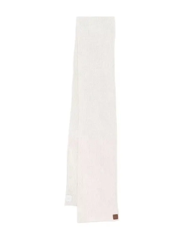 Eleventy Ribbed Cashmere Scarf - White