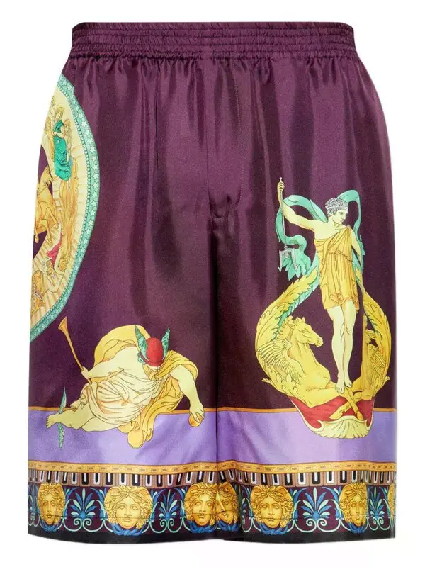 Versace Elasticated Silk Shorts - Purple