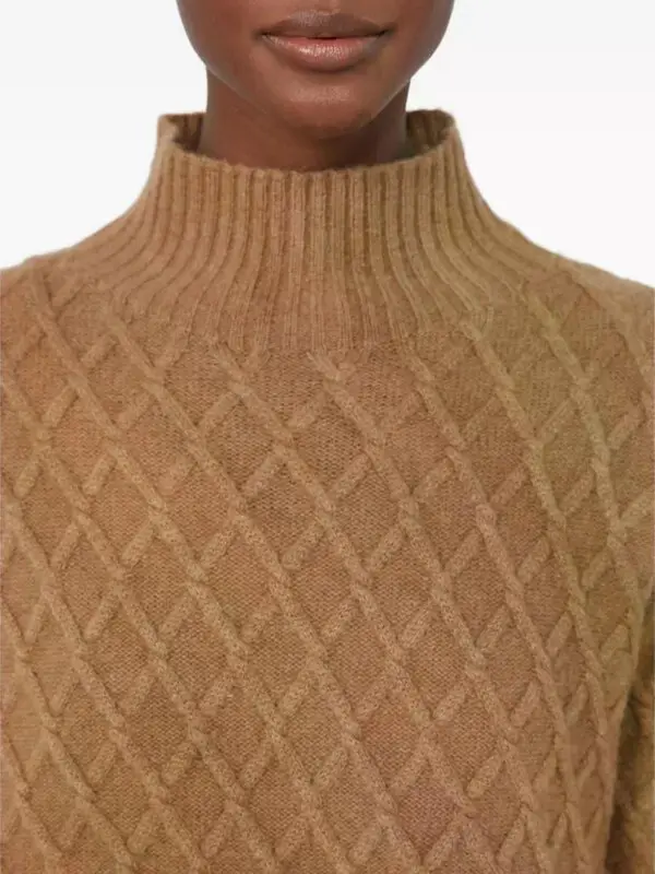 Max Mara High-neck Diamond-pattern Sweater - Brown
