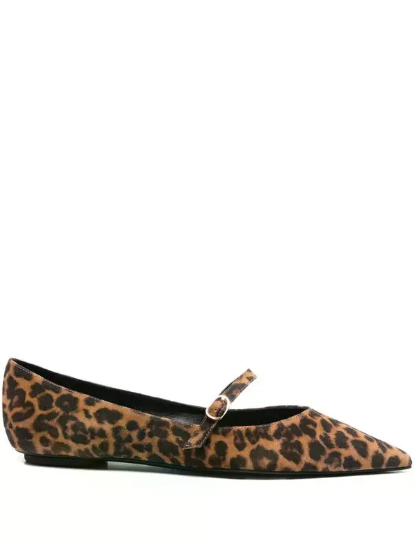 STUART WEITZMAN Leopard Print Buckle Flats