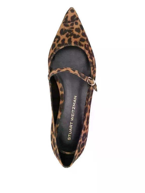 STUART WEITZMAN Leopard Print Buckle Flats