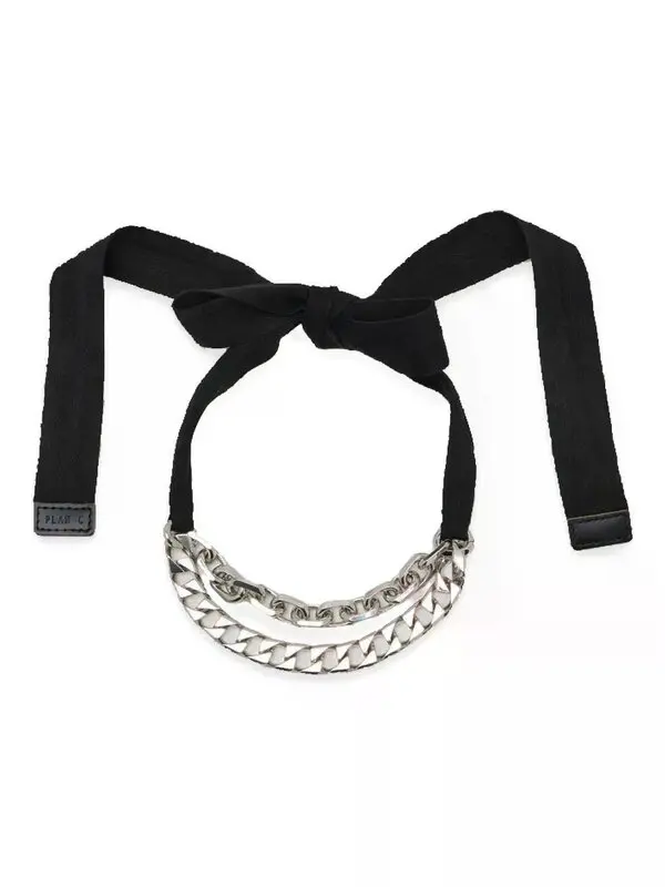 Plan C Ribbon-bow Chain Necklace - Silver