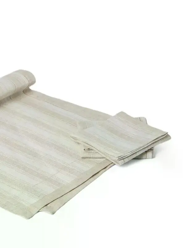 Brunello Cucinelli Striped-pattern Table Runner And Napkin