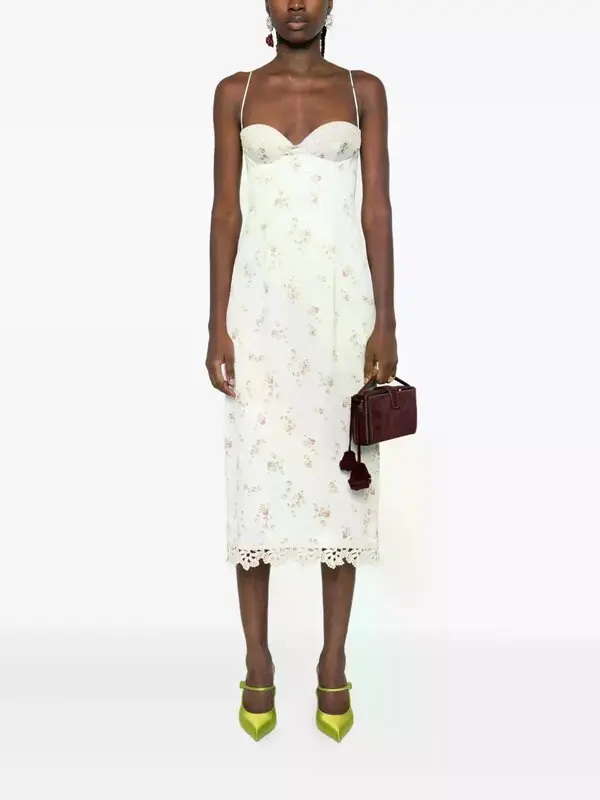 Magda Butrym Floral Lace-Trimmed Slip Midi Dress In Neutrals - 37% Off |  Editorialist