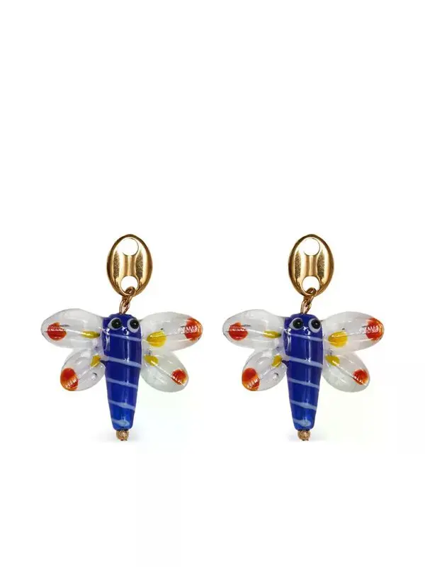 LABELLED JEWELLERY Dragonfly Glass Earrings - Gold