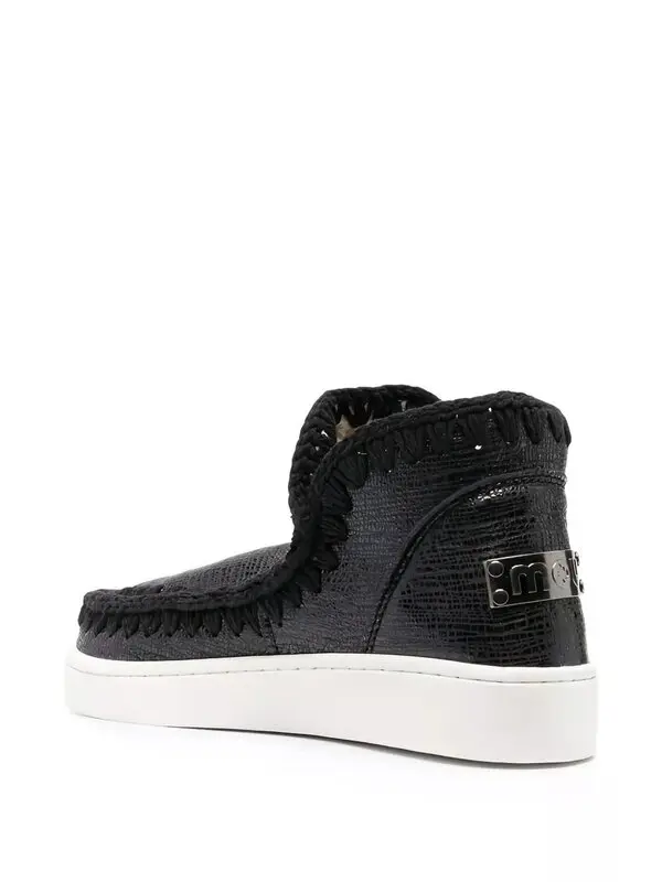 Mou Grained-leather Whipstitch Sneakers