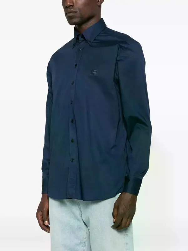 Etro Logo-embroidered Button-down Shirt - Blue