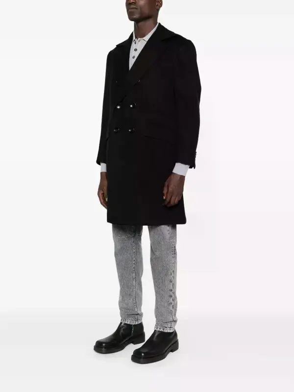 Kiton Double-breasted Cupro Coat