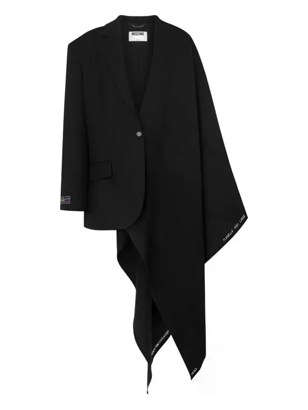 Moschino Asymmetric Drape Wool Coat
